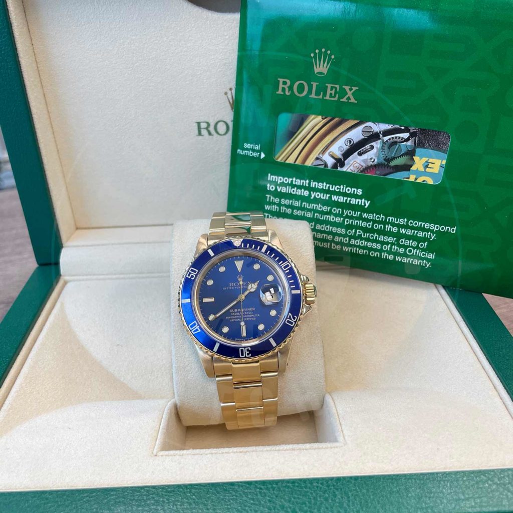 Rolex Submariner 16618 18 ct Yellow Gold Blue Index Dial - The Wrist ...