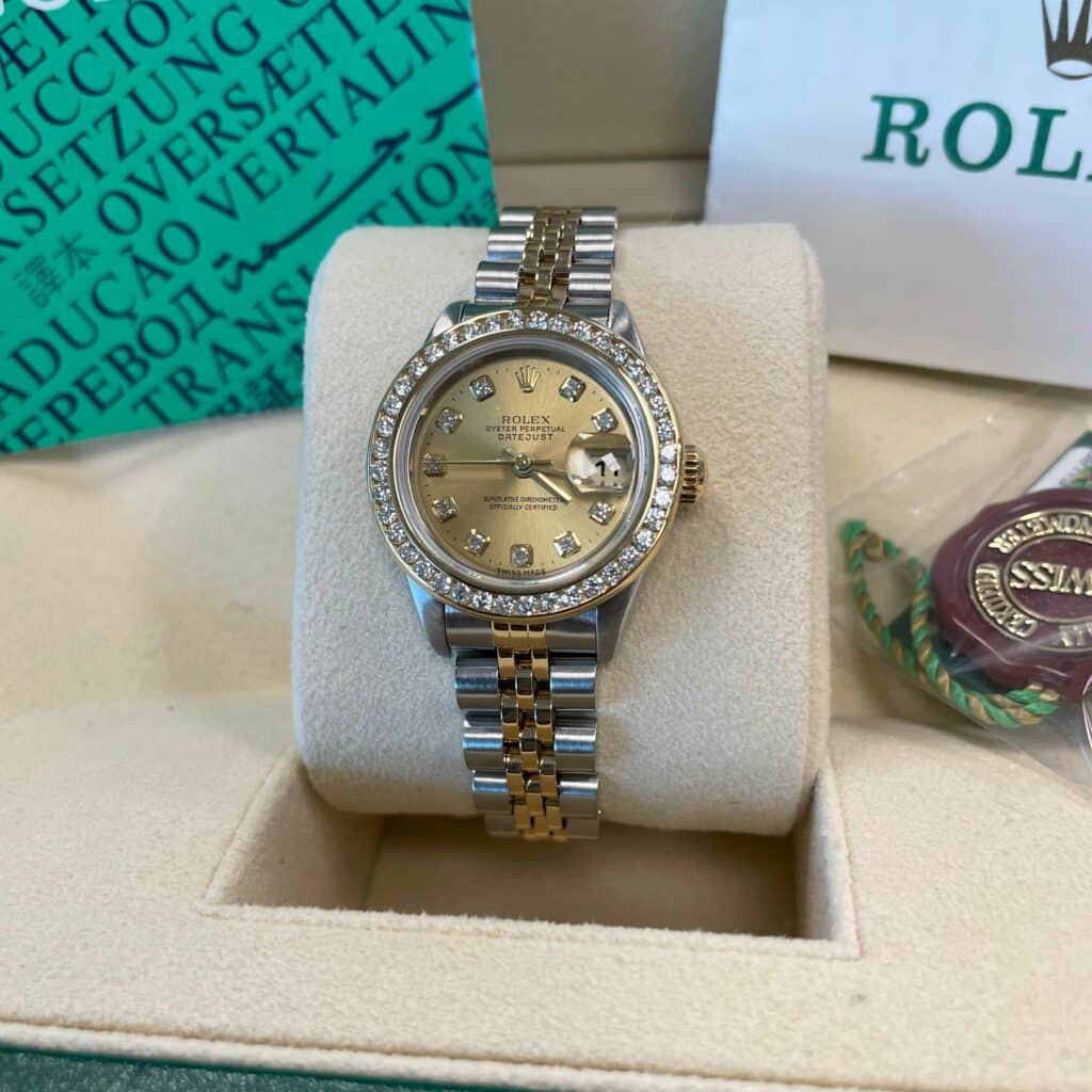 Rolex 179384 Datejust 26 Stainless Steel & 18K Yellow Gold Crystal ...