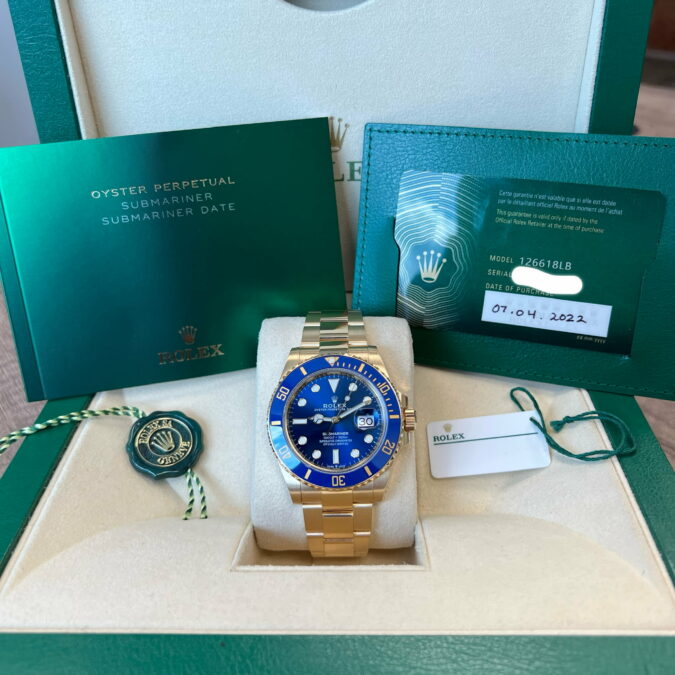 Rolex 126618LB Submariner18K Yellow Gold Blue Dial Blue Bezel Oyster ...